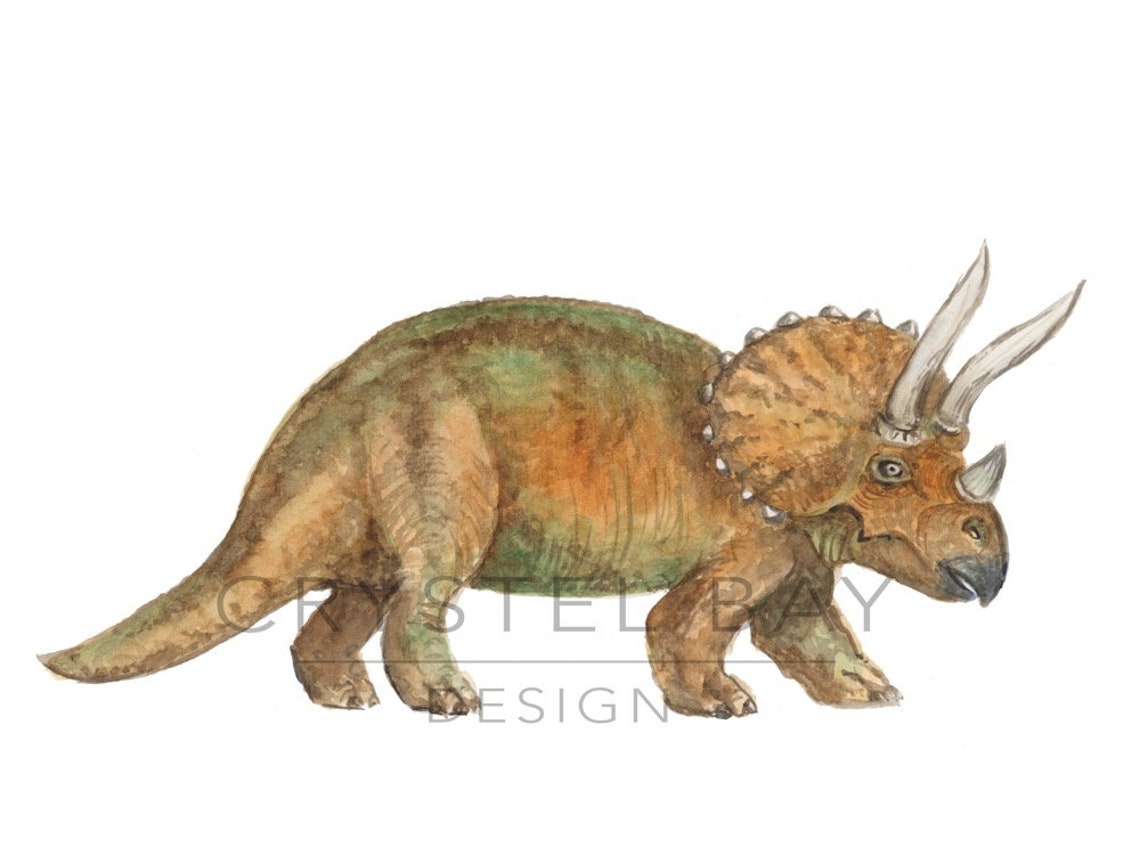 Dinosaur Triceratops Watercolor Wall Art Wall Decor | Etsy