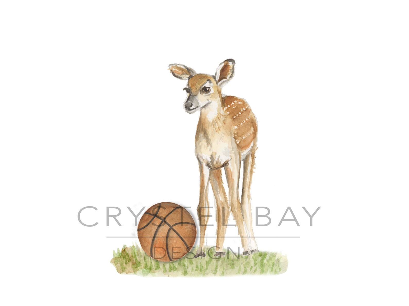 Deer Playing Basketball Watercolor Wall Art Wall Decor | Etsy