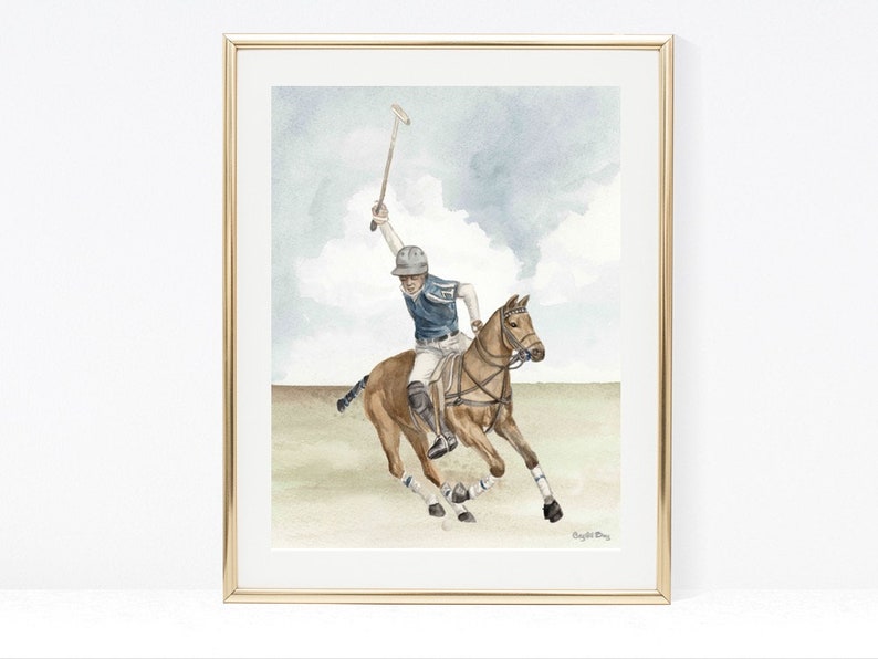 Polo Player and Horse Watercolor Wall Art Wall Decor - Etsy