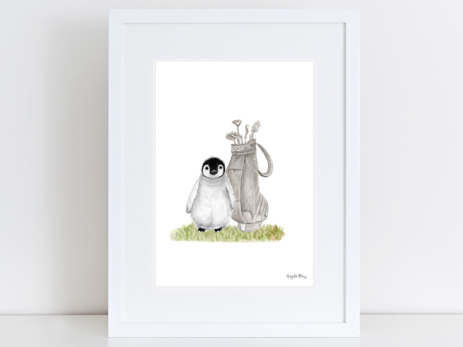 Penguin Playing Golf Watercolor Wall Art Wall Decor - Etsy
