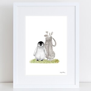 Penguin Playing Golf Watercolor Wall Art, Wall Decor, Nursery Art Print ...