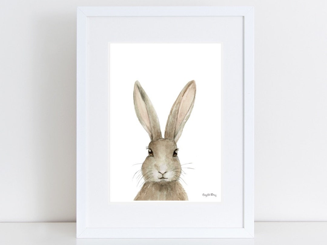 Rabbit Bunny Portrait Watercolor Wall Art Wall Decor - Etsy