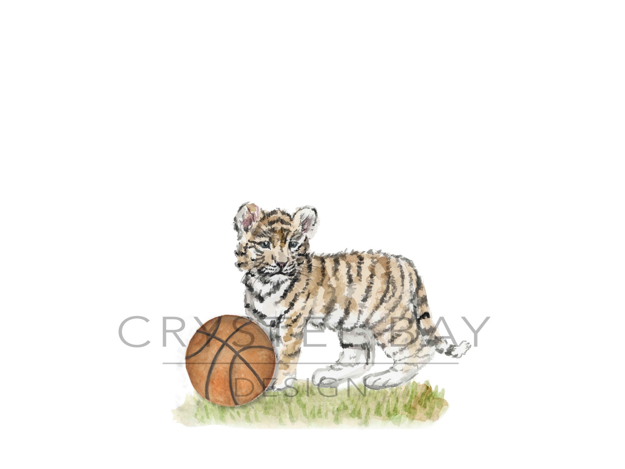 Tiger Playing Basketball Watercolor Wall Art Wall Decor - Etsy