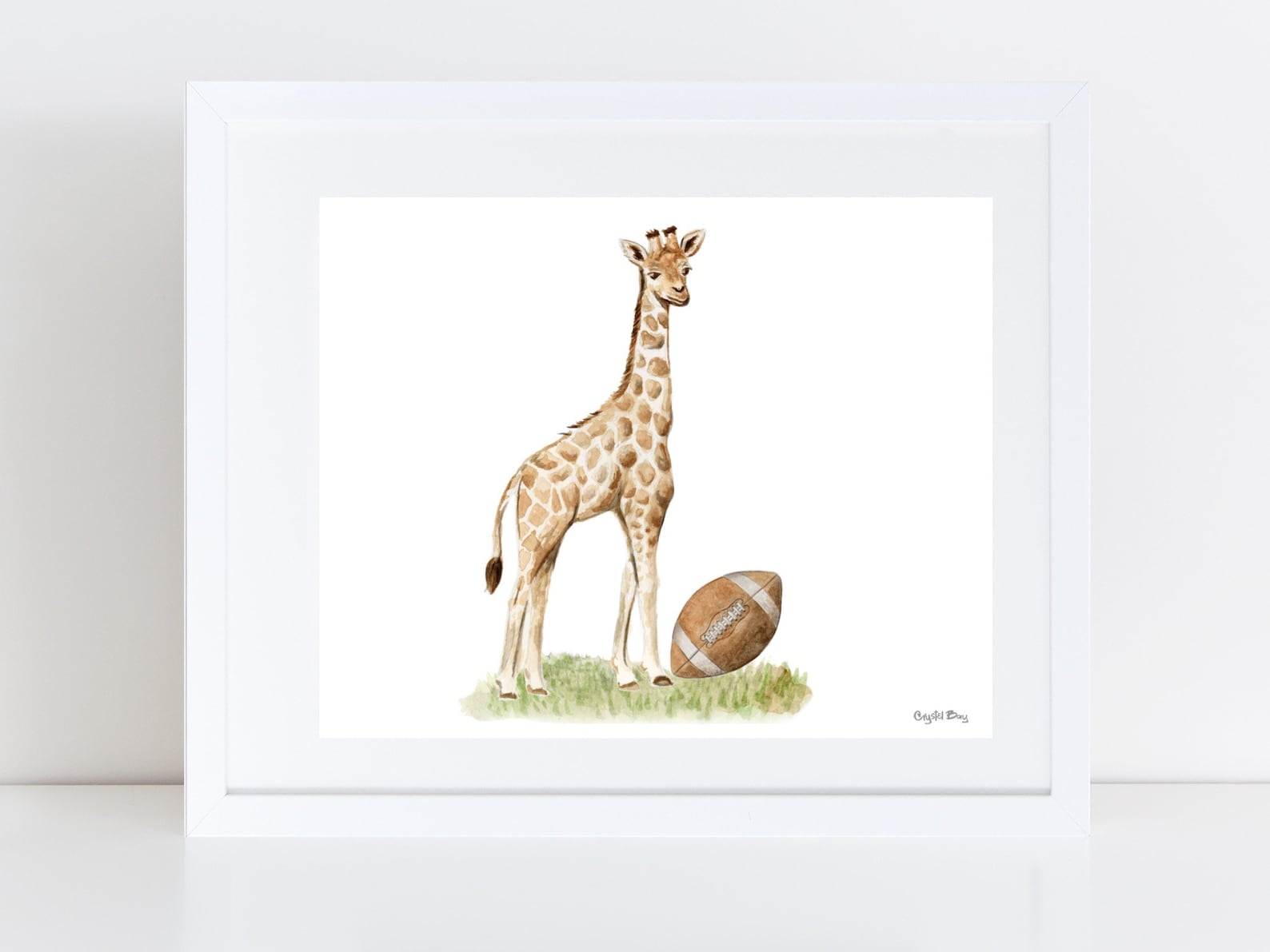 Giraffe Playing Football Watercolor Wall Art Wall Decor | Etsy