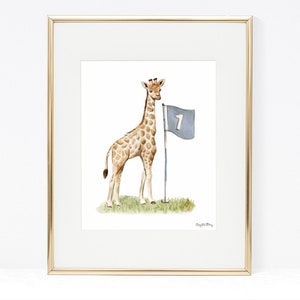 Giraffe Playing Golf Watercolor Wall Art Wall Decor - Etsy