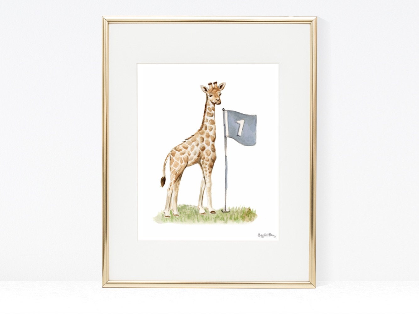 Giraffe Playing Golf Watercolor Wall Art Wall Decor | Etsy