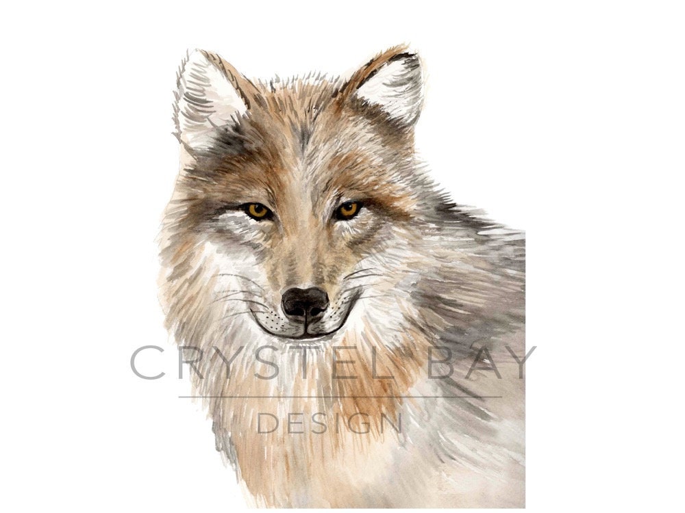 Wolf Portrait Watercolor Wall Art Wall Decor Nursery Art - Etsy