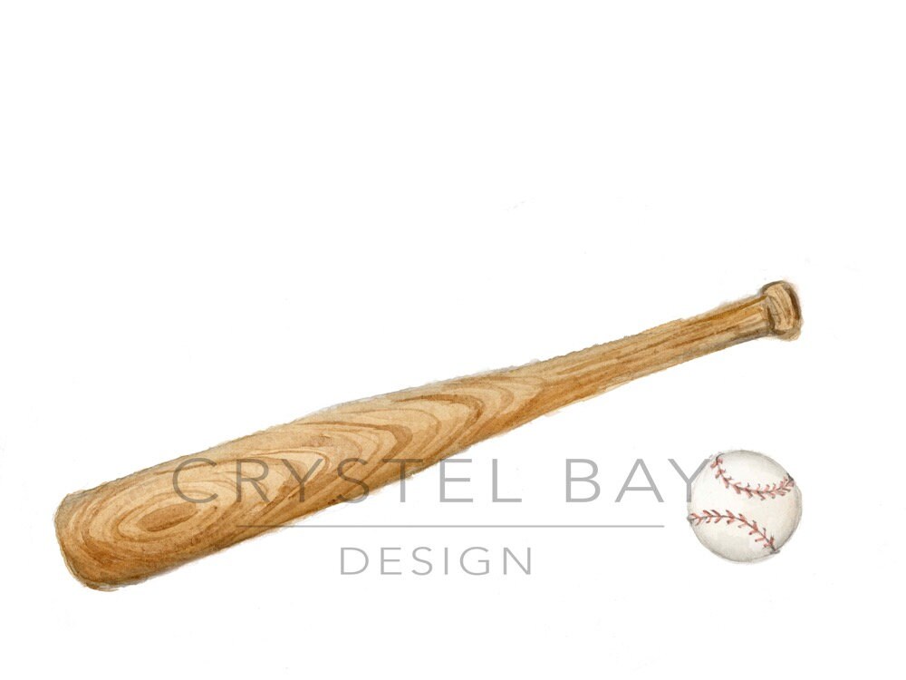 Baseball Bat and Ball Watercolor Wall Art Wall Decor - Etsy