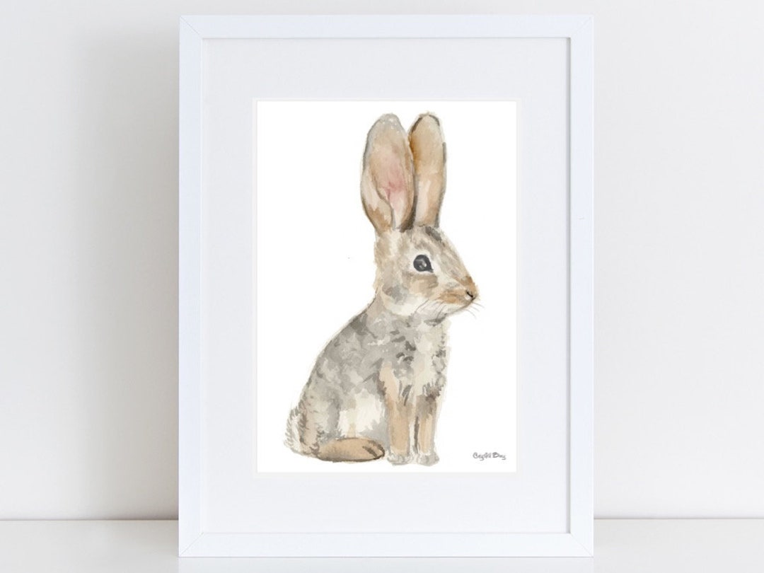 Baby Rabbit Hare Nursery Art Print, Boys Room, Girls Room, Watercolor ...