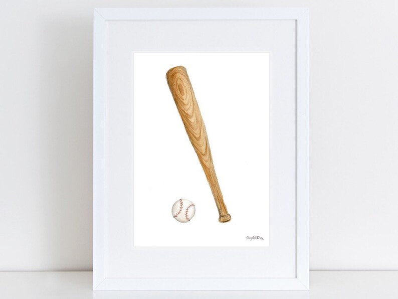 Baseball Bat and Ball Watercolor Wall Art Wall Decor | Etsy