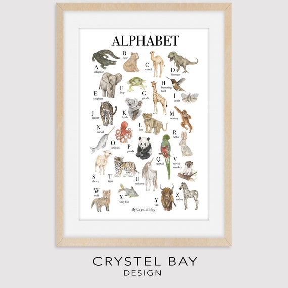 Animal Alphabet ABC Watercolor Kids Room Art Nursery Art | Etsy