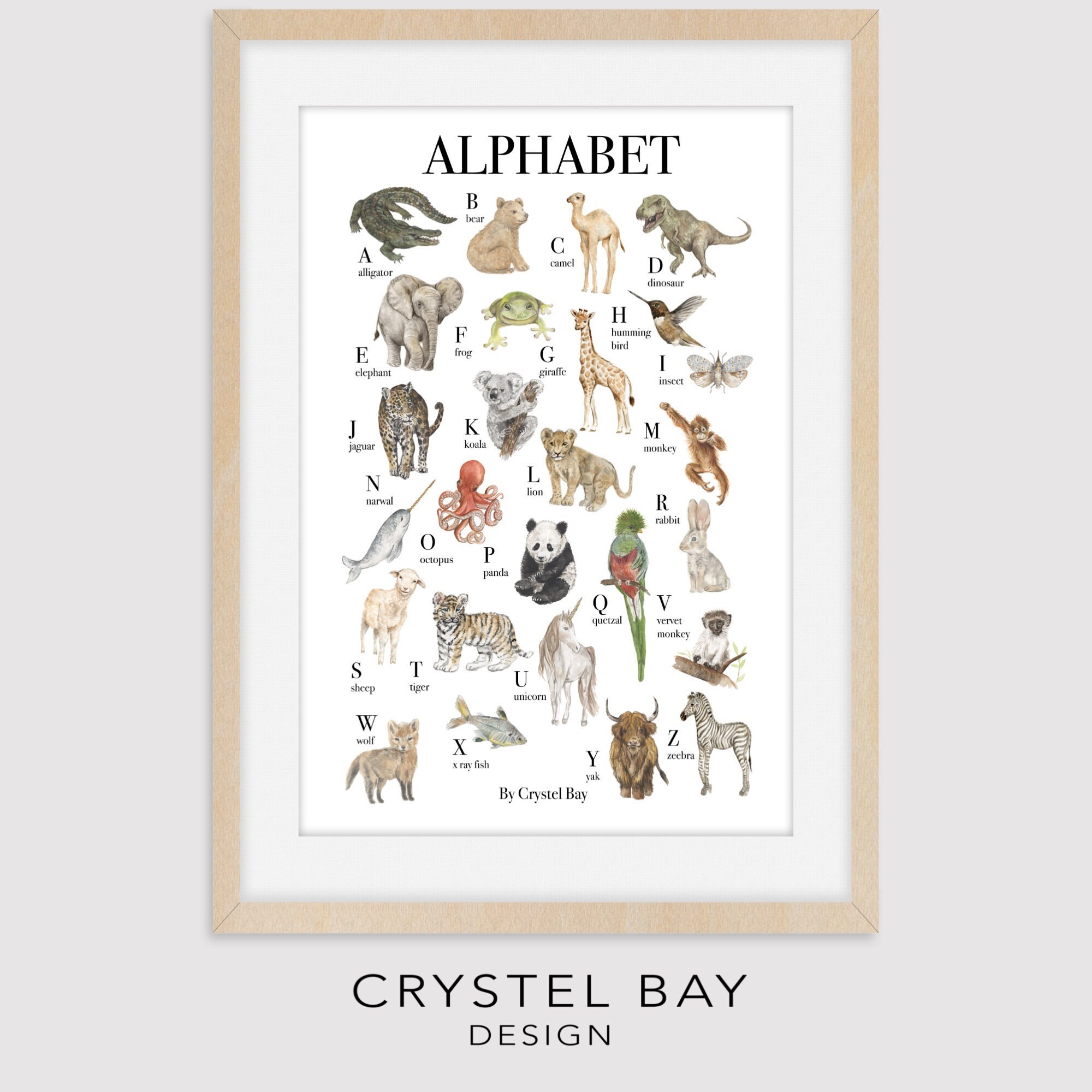 Animal Alphabet ABC Watercolor Kids Room Art Nursery Art - Etsy