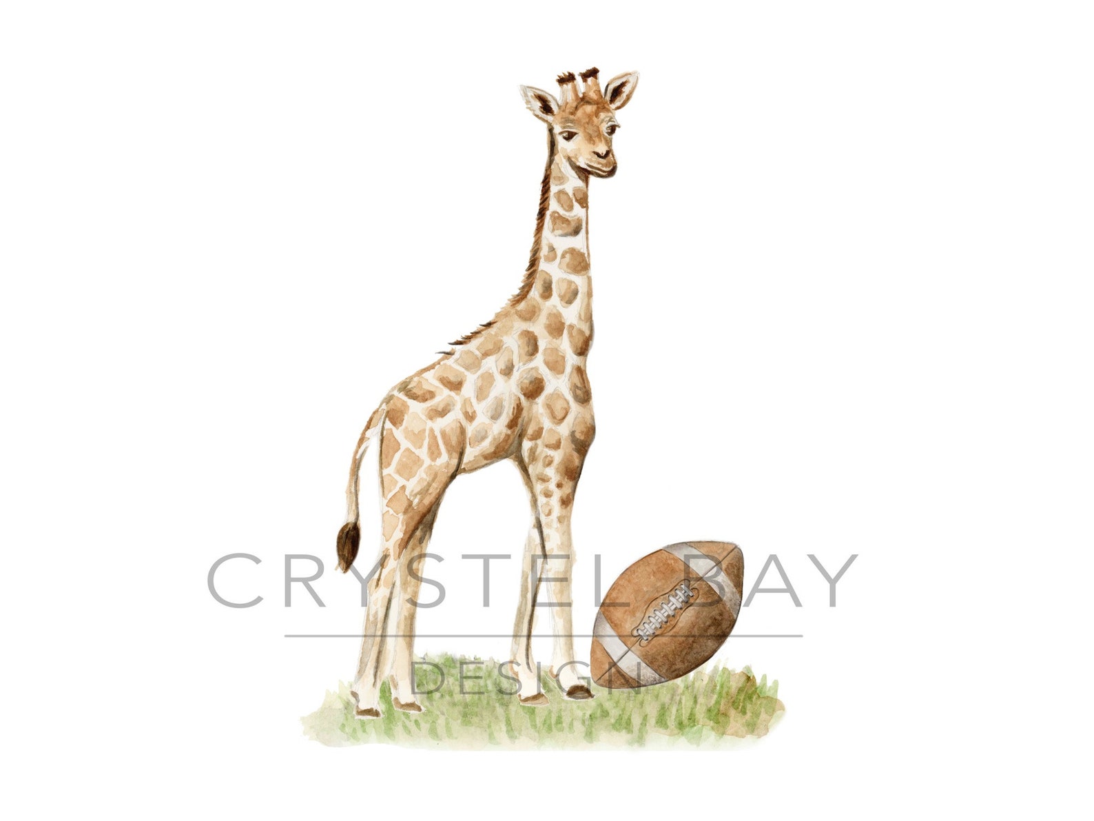 Giraffe Playing Football Watercolor Wall Art Wall Decor | Etsy