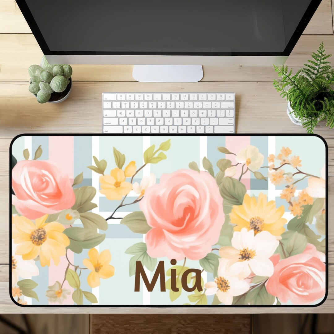 Personalized Floral Desk Mat for Office Desk Pad for Computer Boss ...