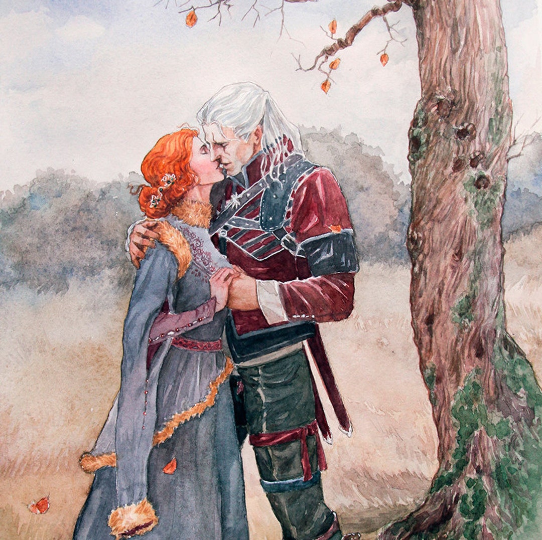 Geralt of Rivia and Triss Merigold Together in an Autumn Scene. the ...