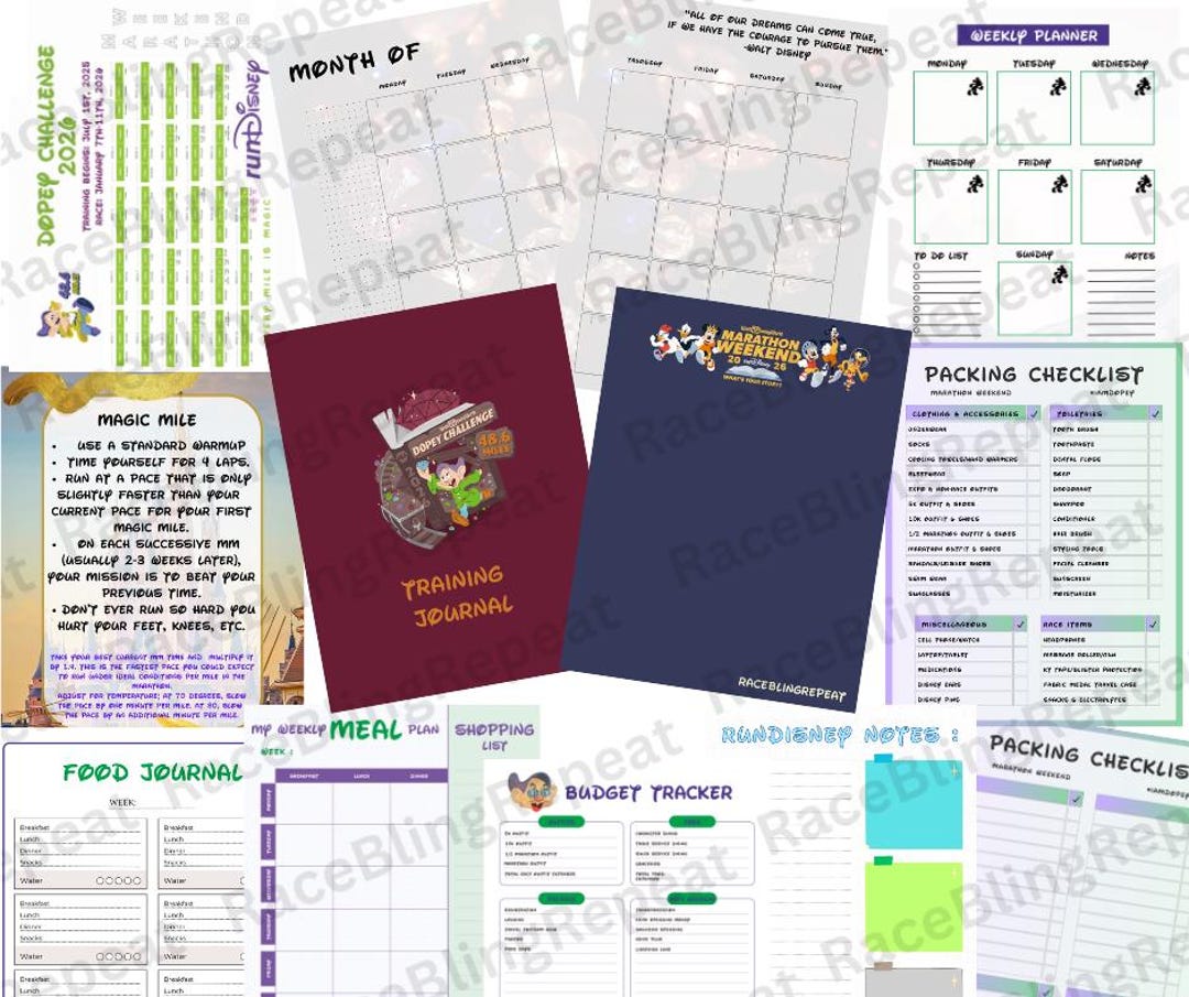 2026 Dopey Training Journal Printable (13 Pages - Digital PDF File ...