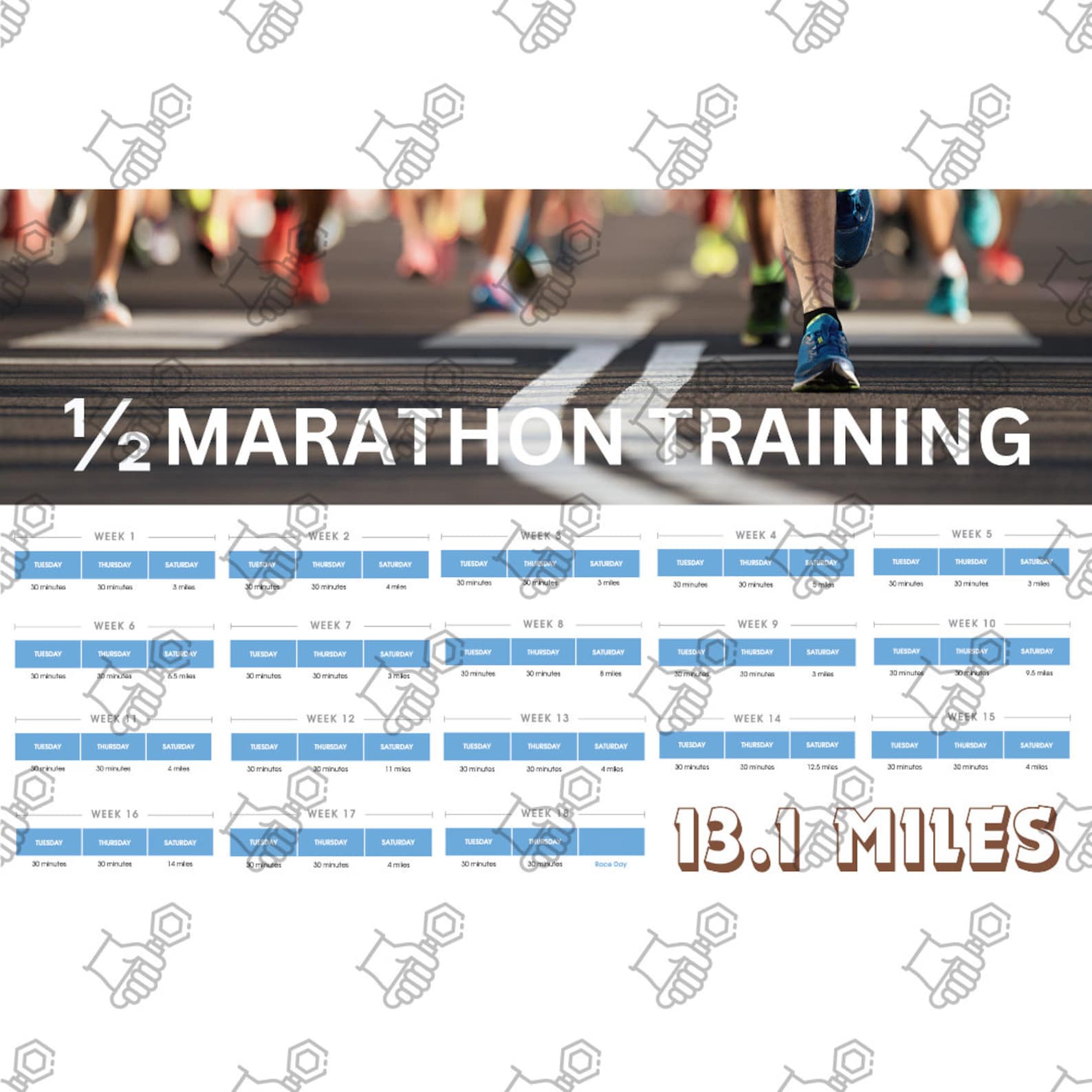 Half Marathon Training Poster (24"x36" Digital PNG & PDF File ...