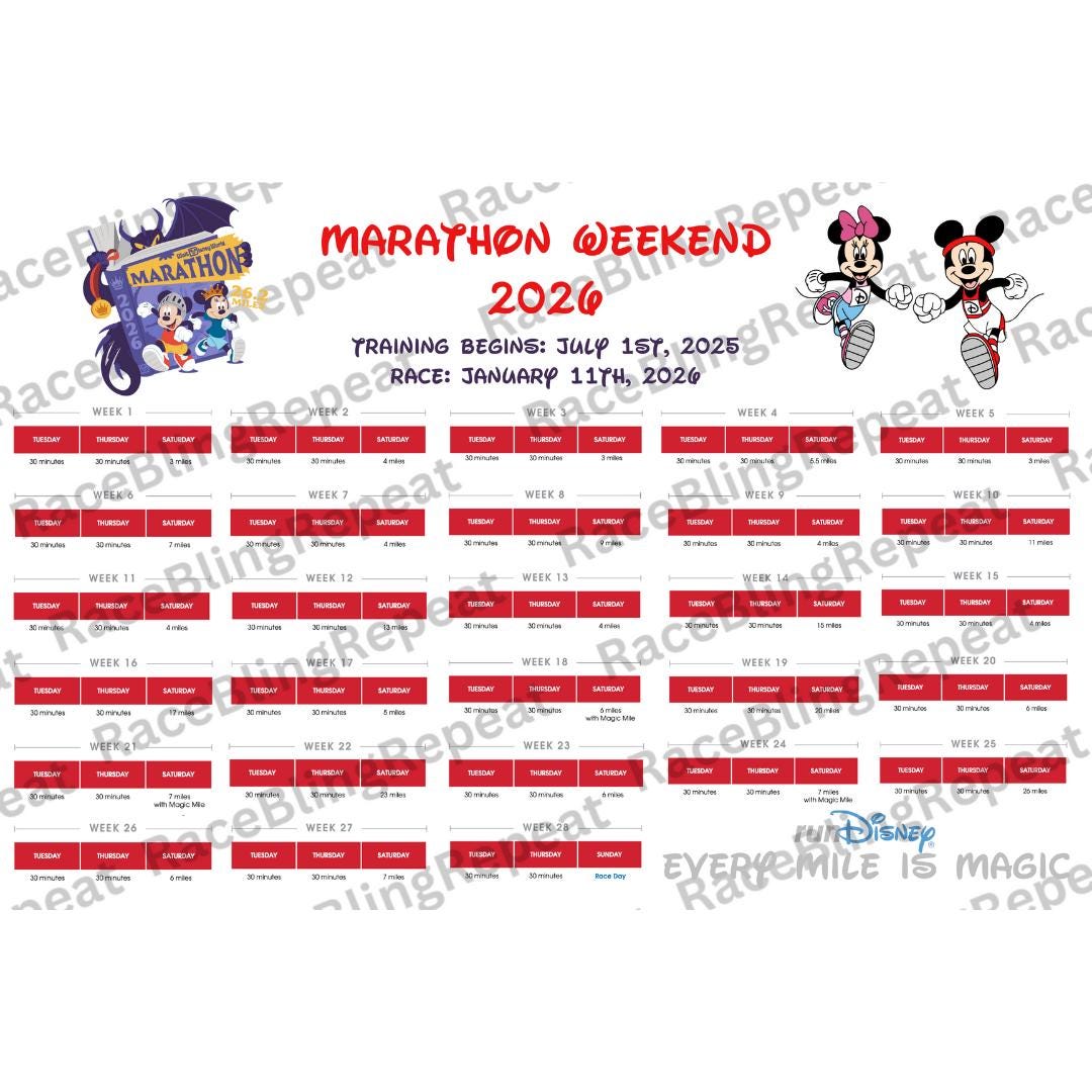 2026 Training Poster Rundisney Marathon (24"x36" Digital PDF & PNG File ...