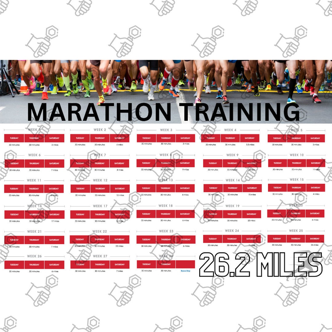Marathon Training Poster (24"x36" Digital PNG & PDF File). Galloway ...