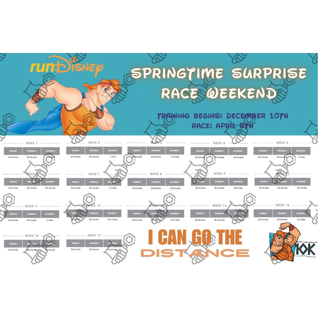 Training Poster Hercules 10K 2025 Springtime Surprise 24x36 Digital PDF ...