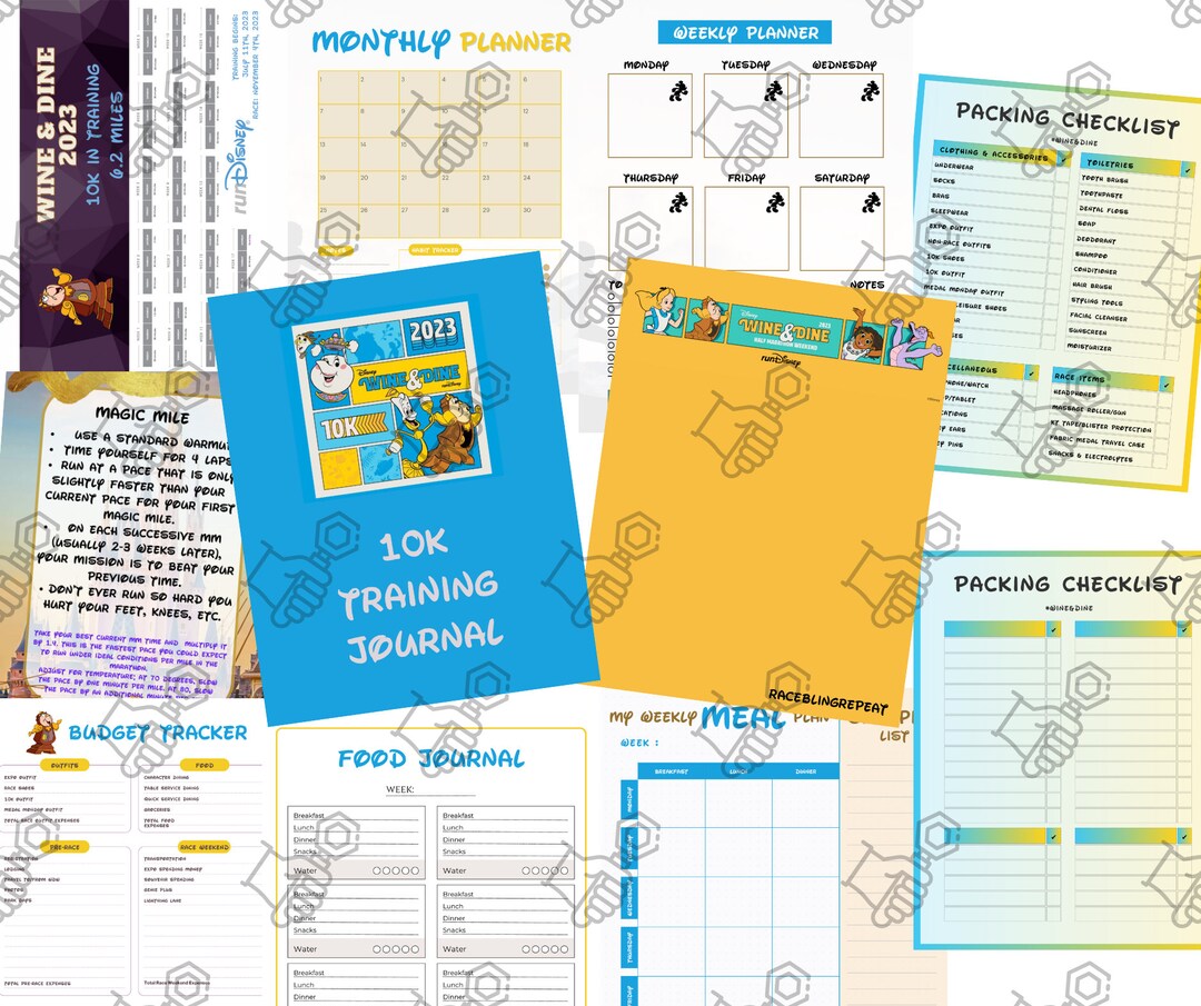 Training Journal Rundisney 10K Printable for Wine & Dine 11 - Etsy