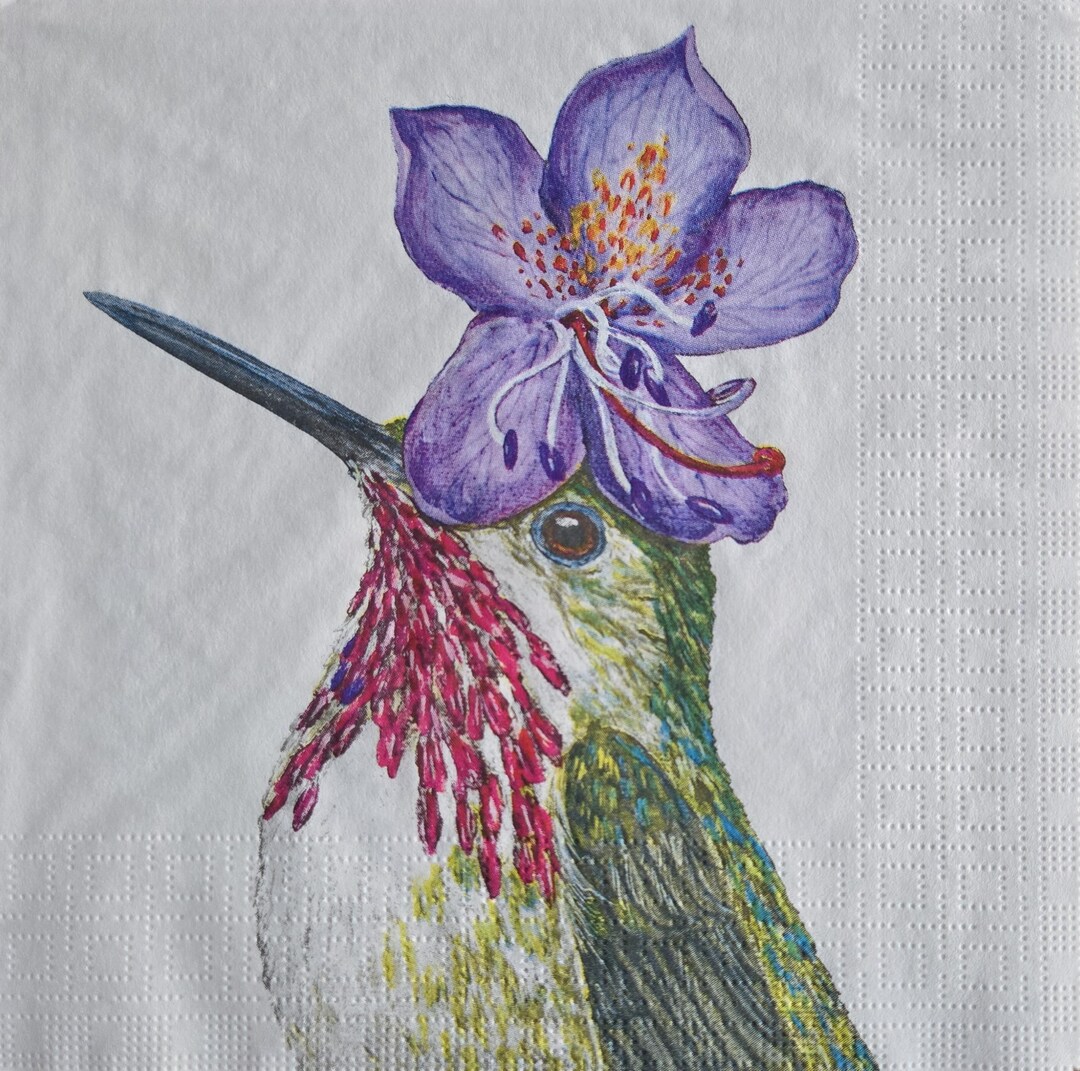 Decoupage Luncheon Napkins. Hummingbird and Flower. Set of 3. - Etsy