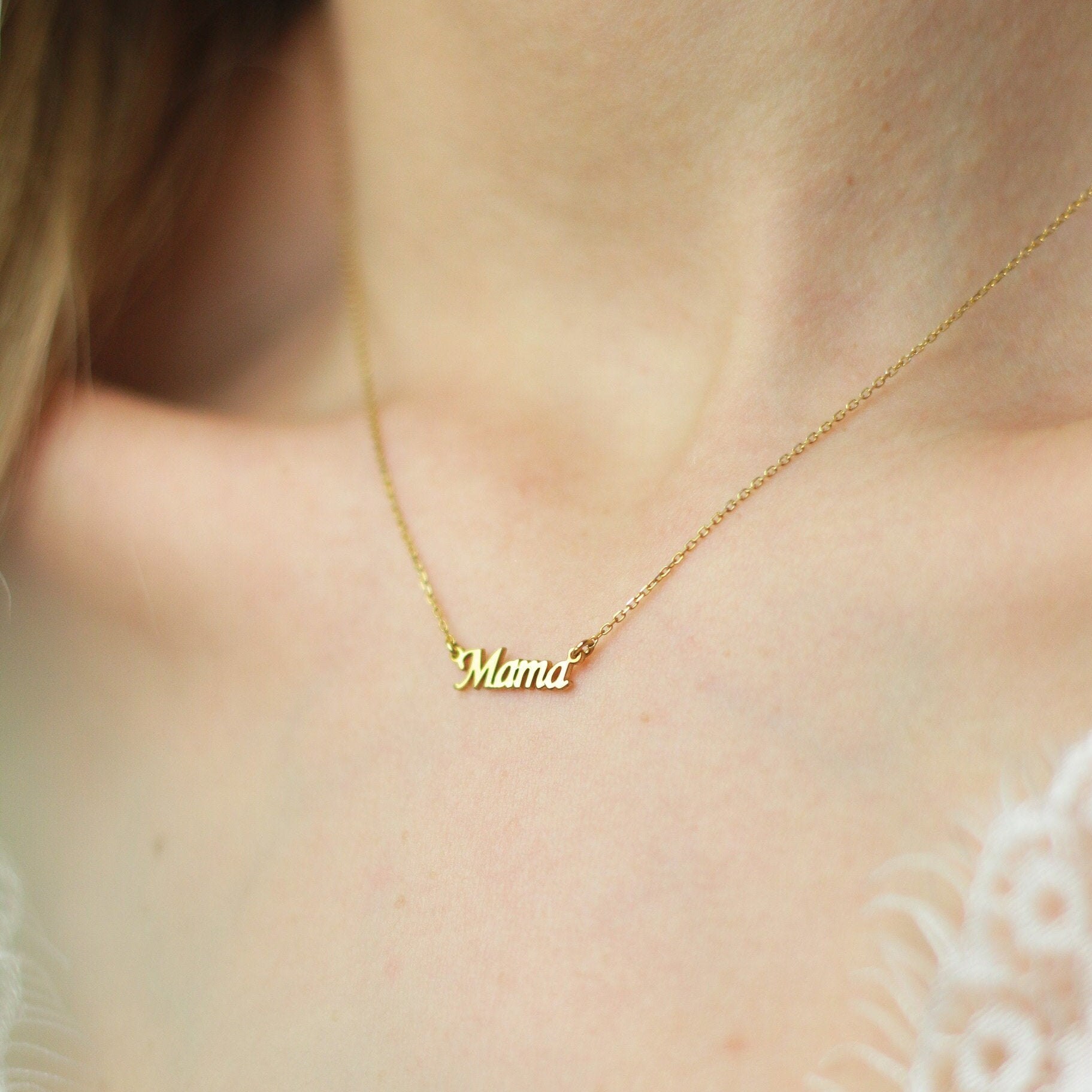 Gold Mama Necklace by Sagittariusfinejwlrinitial Mama - Etsy