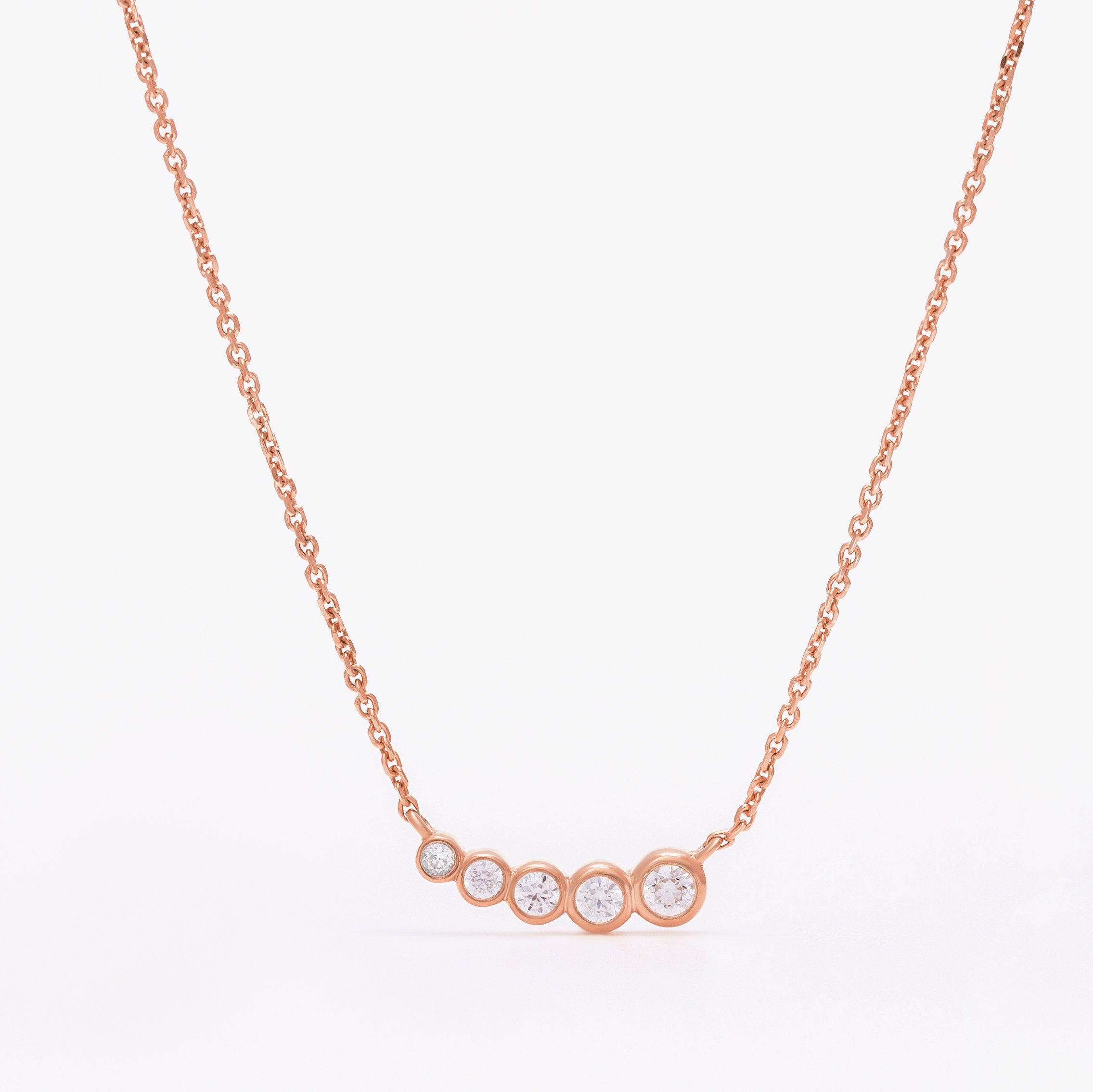 5 Diamond Bezel Necklacemulti Diamond Gold Necklacefive - Etsy