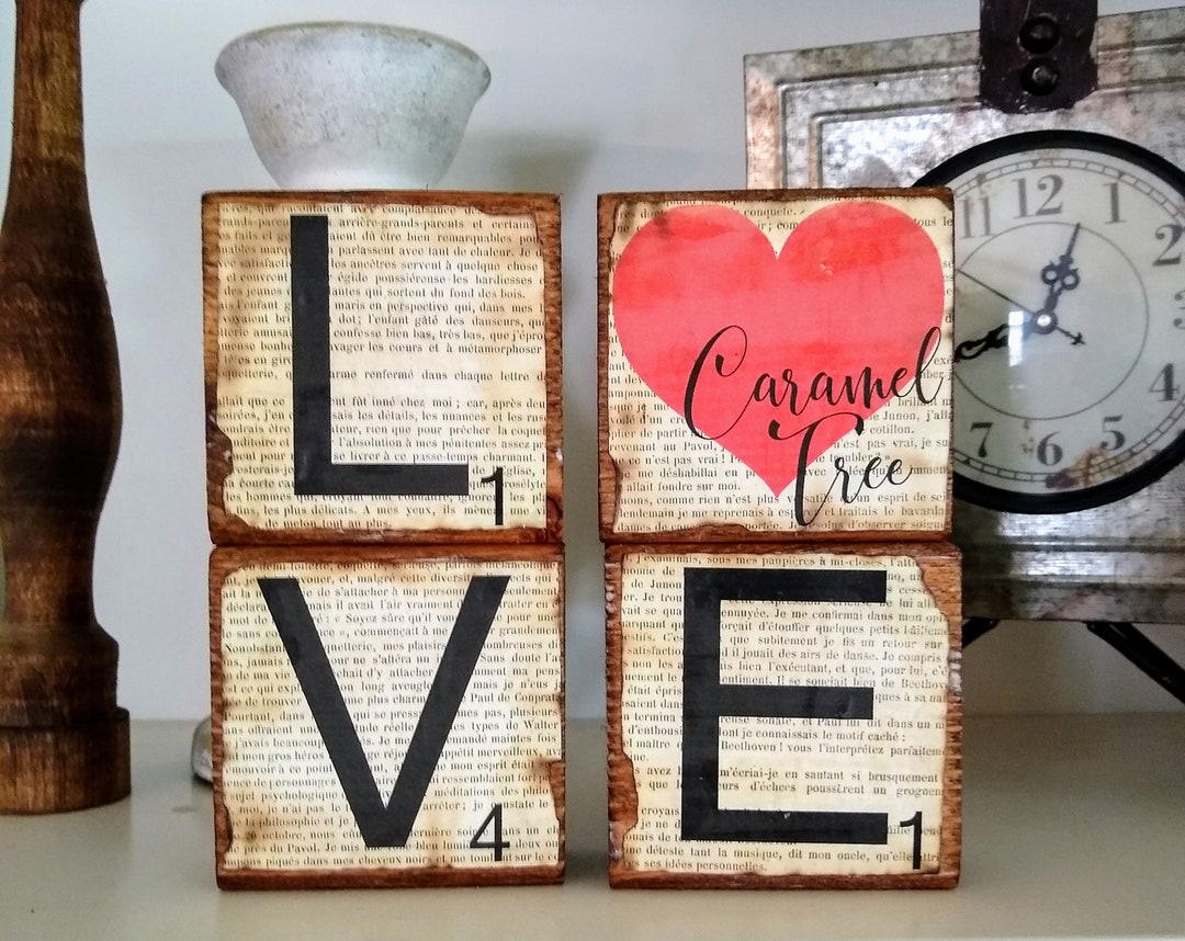 Valentine's Day Decor | Scrabble Tiles | Rustic Decor | Farmhouse Decor ...