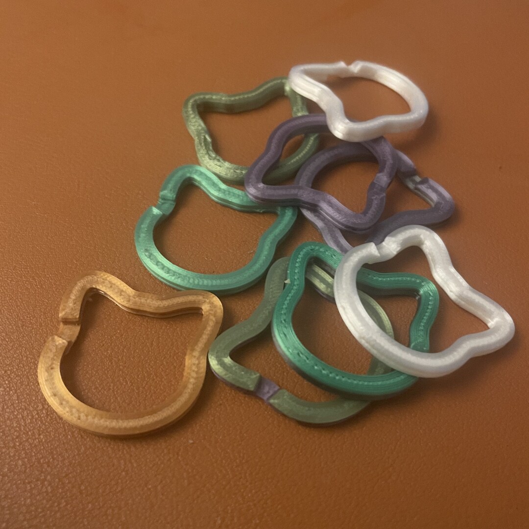 Cat Shape Split Keyring 3d Printed Metallic Material Assorted Colour - Etsy