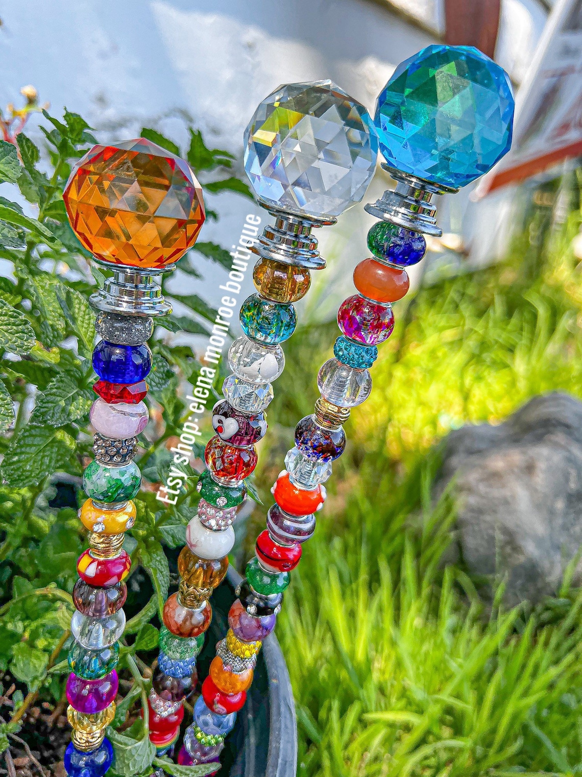 Fairy Garden Stake Kit, Parts to Make Jeweled Garden Stake, Glass Knobs ...