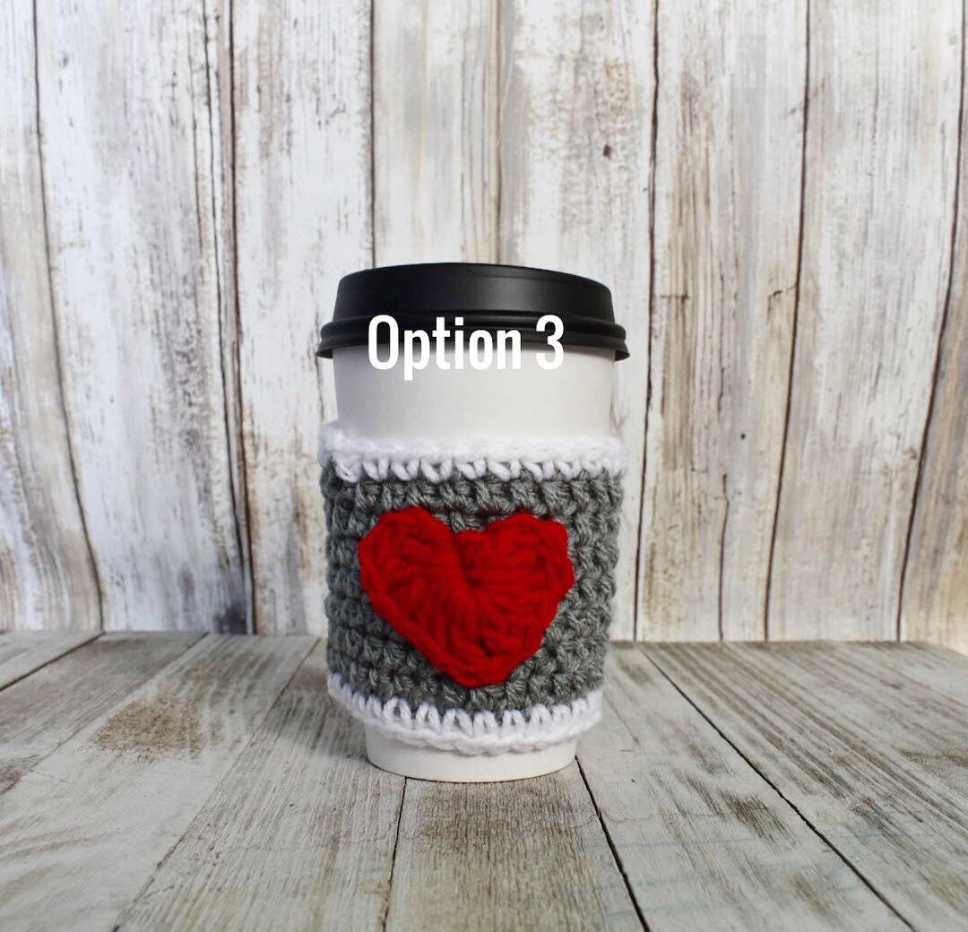 Crochet Valentine's Day Theme Cup Cozy, Sweetheart Cup Cozy, Valentine ...