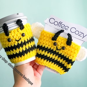 Bee Cozy and Bee Themed Coaster Set, Crochet Bee Cozy, Bee Kind Theme ...