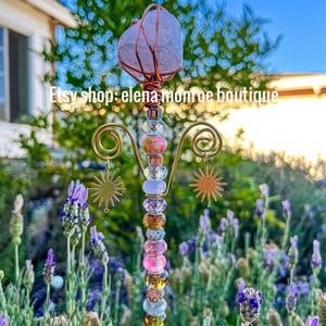 Raw Rose Quartz or Amethyst Garden Stake, Sacred Healing Stone Garden ...