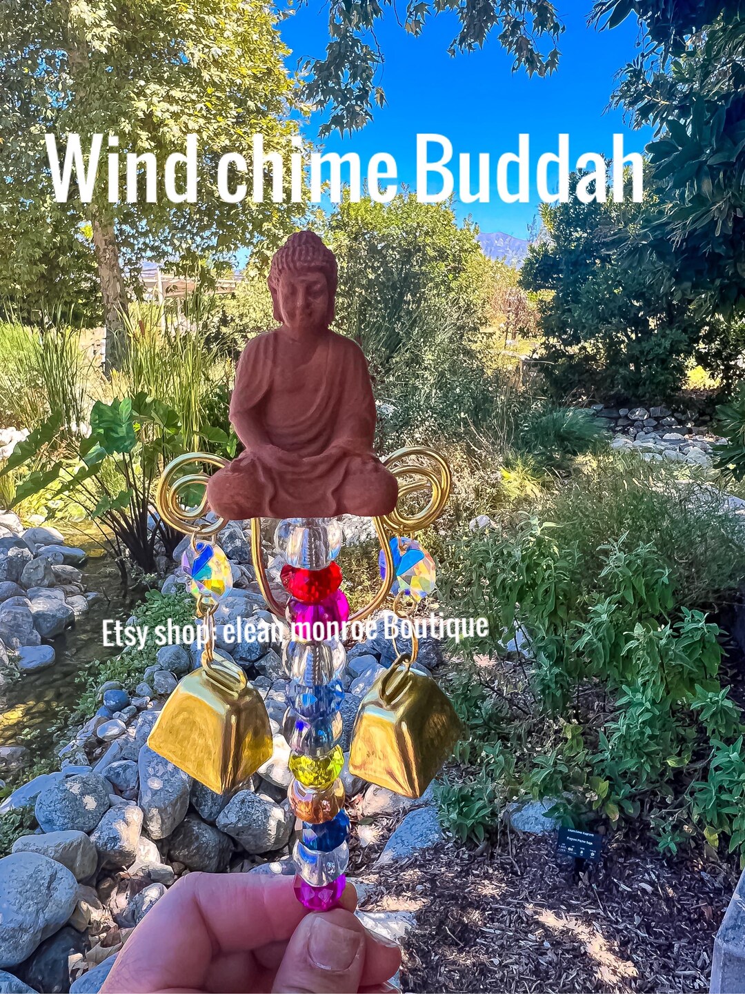 25 Inch, 15 Inch Zen Garden Garden Stake, Glass Bead Buddha Inspired ...