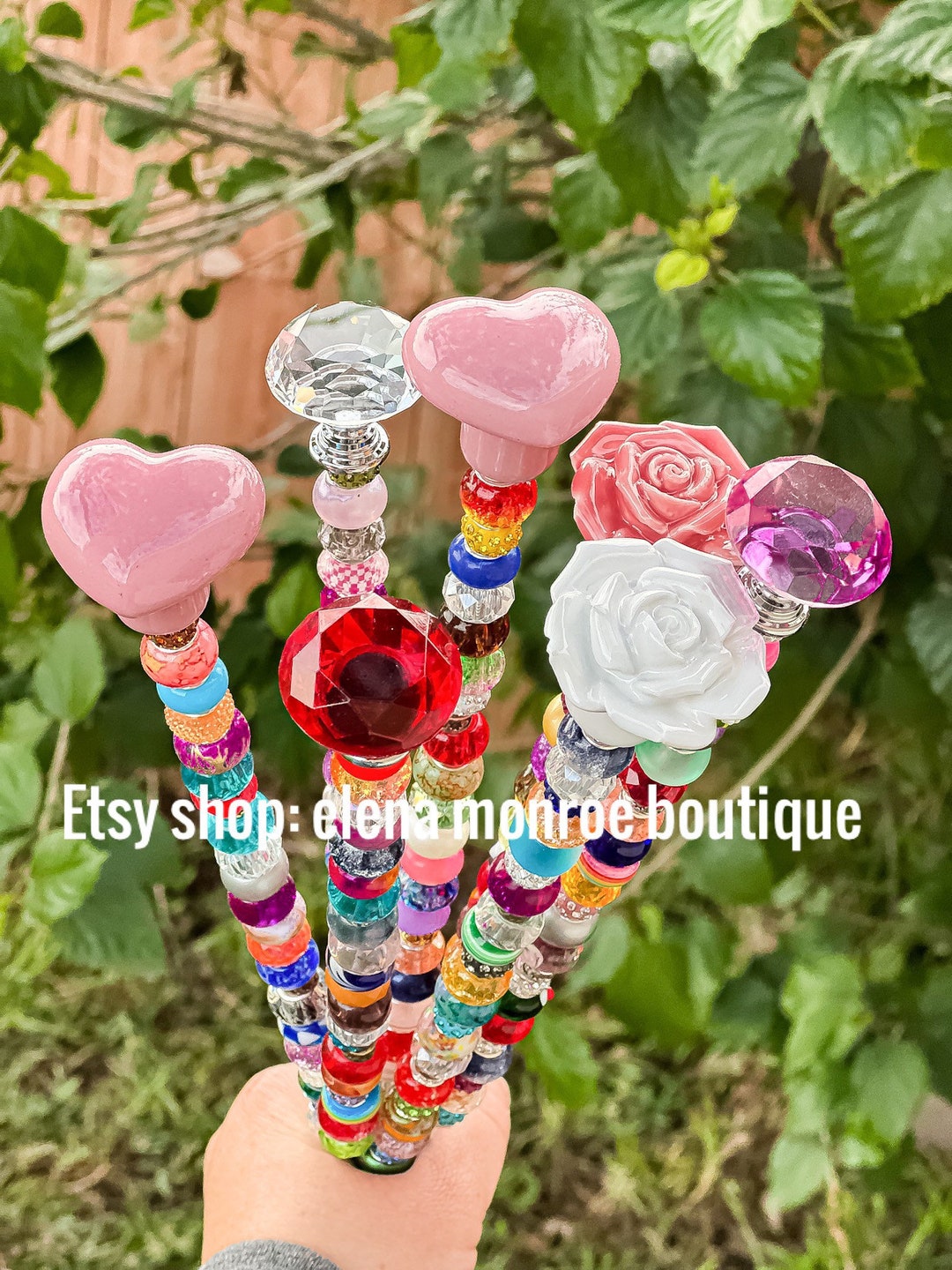 25 Inch,14inch Valentine’s Jeweled Garden Stakes, Heart Theme Fairy ...
