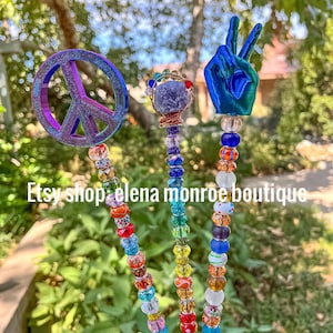 24 Inch, 15 Inch Peace and Balance Theme Glass Bead Garden Stake ...
