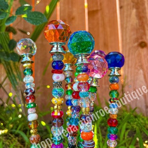 37in, 25in,14 Inch Round Top Crystal Garden Stake, Fairy Garden Stake ...