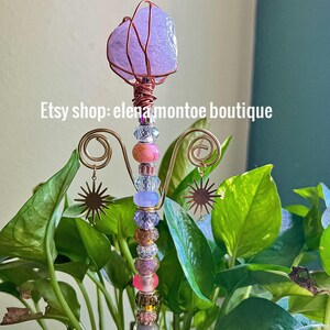 Raw Rose Quartz or Amethyst Garden Stake, Sacred Healing Stone Garden ...