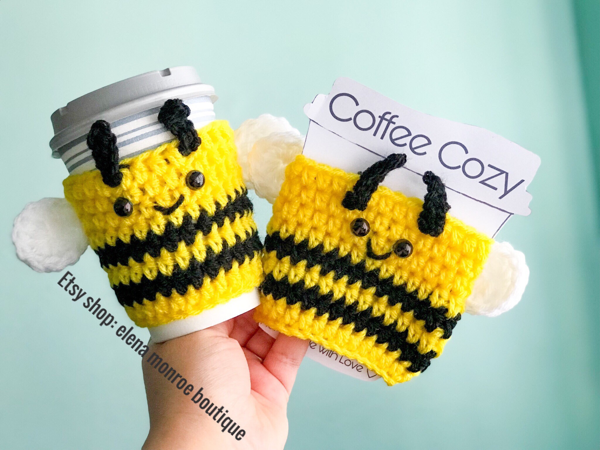 Handcrafted Bumble Bee Cup Cozy: Spring Drink Sleeve - Etsy