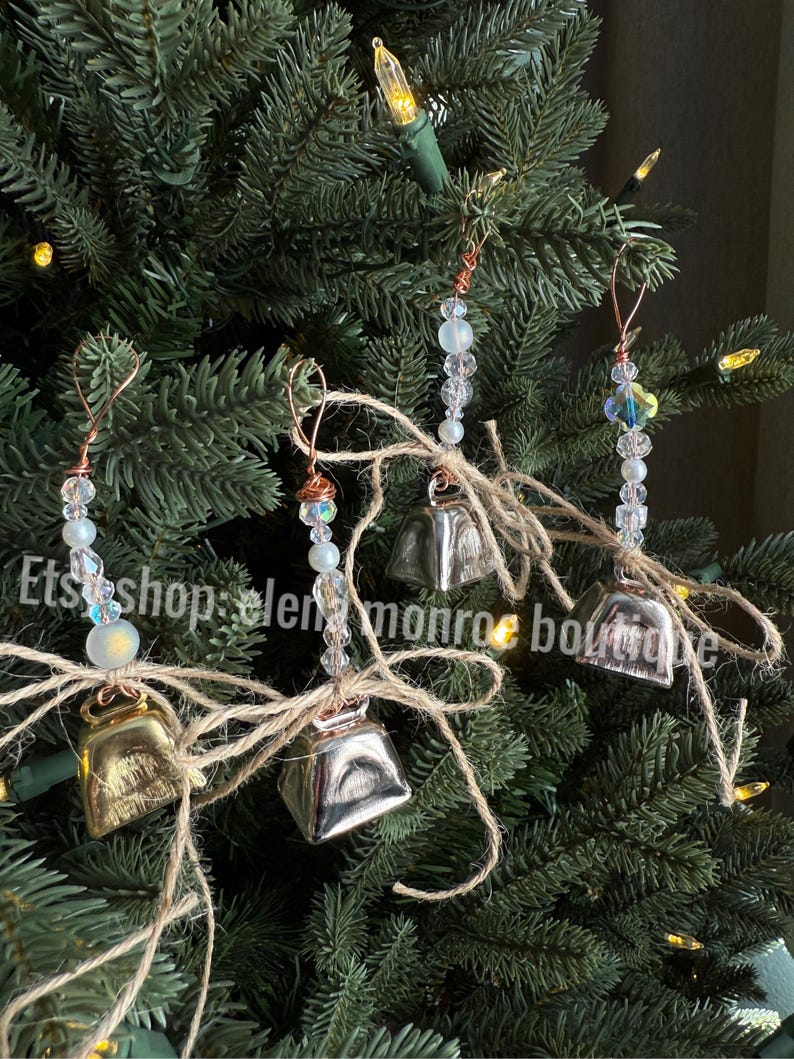 Handmade Glass Bead Bell Christmas Ornament, Silver or Gold - Etsy