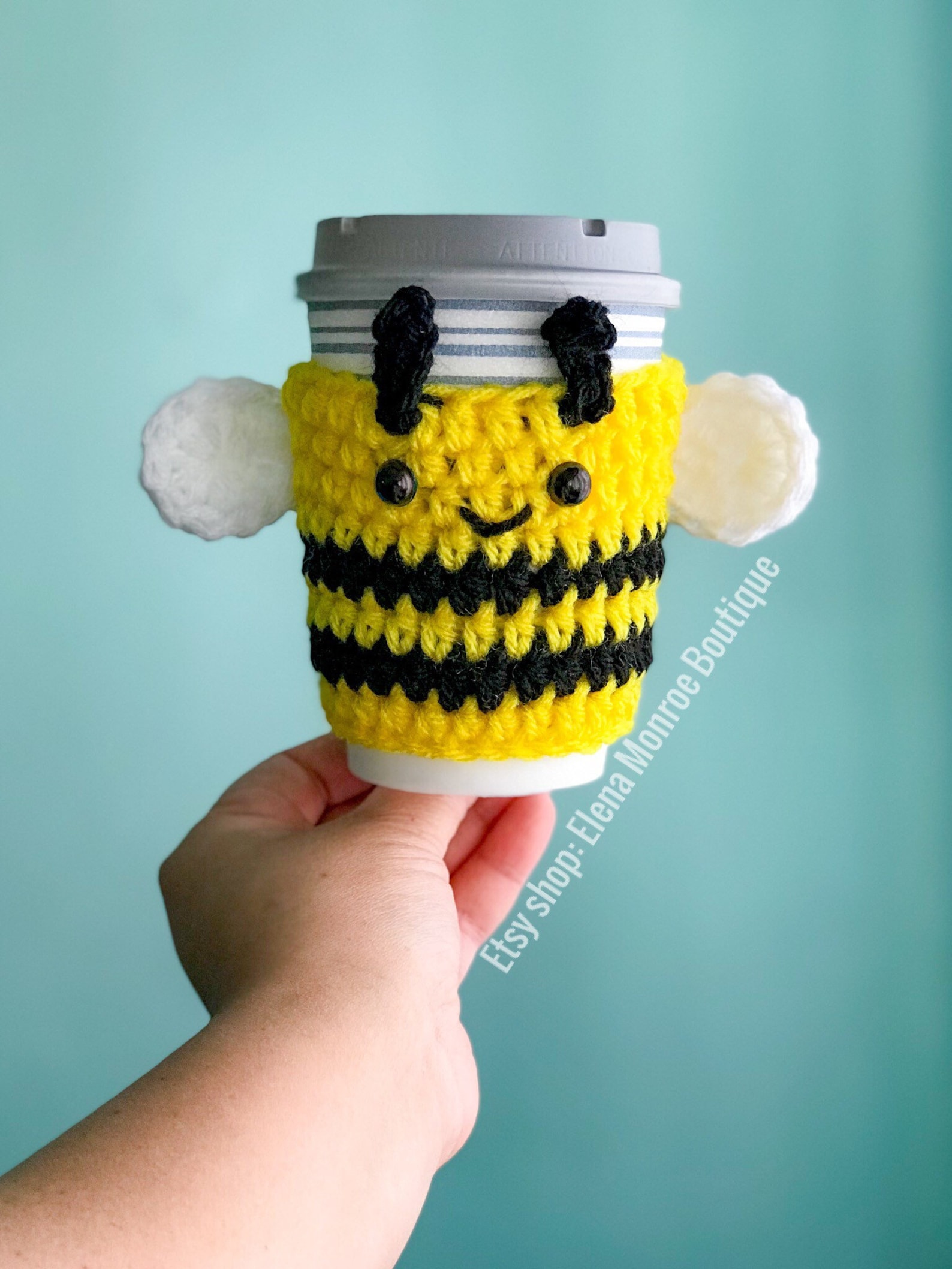 Handcrafted Bumble Bee Cup Cozy: Spring Drink Sleeve - Etsy