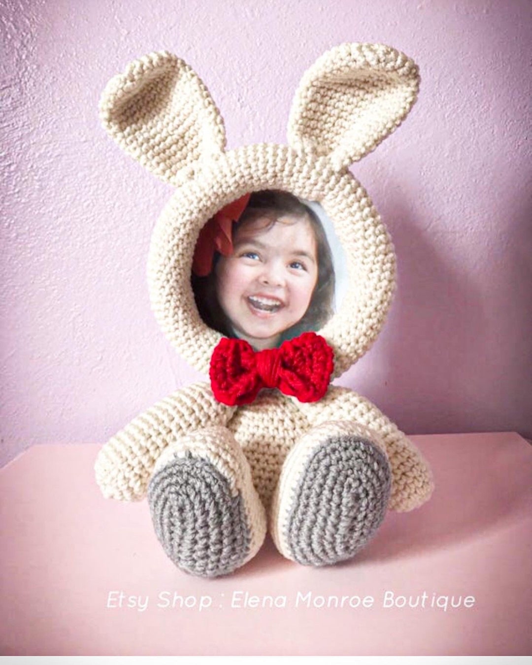 Crochet Bunny Photo Frame, Easter Picture Frame, Bunny Picture Frame ...