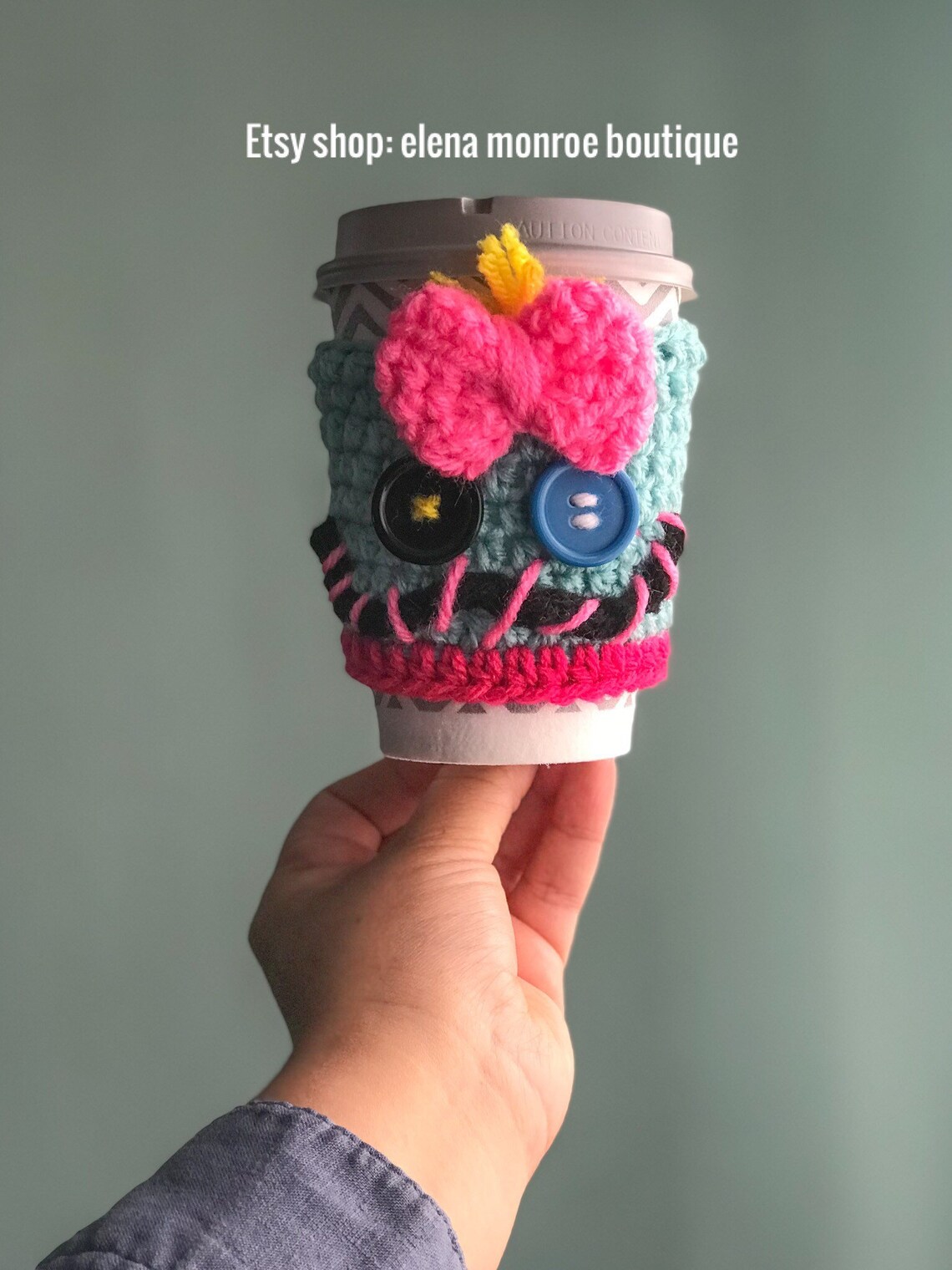 Crochet Lilo Cozy Stitch Cup Cozy Voodoo Doll Coffee Cozy | Etsy