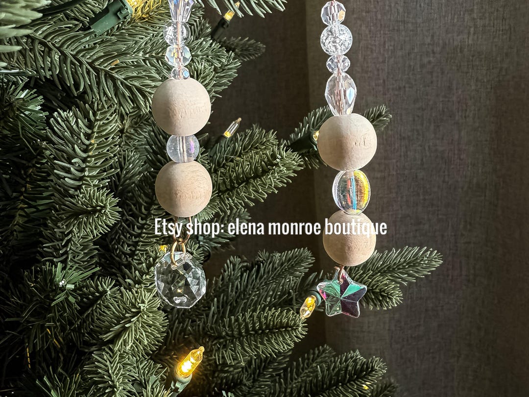 Handmade Rustic Icicle Christmas Ornament, Glass and Wood Beads - Etsy UK