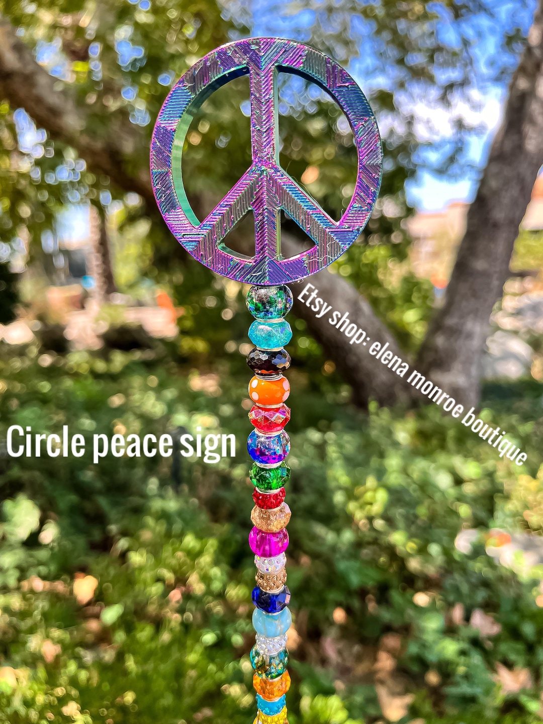 24 Inch, 15 Inch Peace and Balance Theme Glass Bead Garden Stake ...