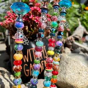 25inch, 14inch Evil Eye Garden Stake With 4 Leaf Clover Charm, Garden ...