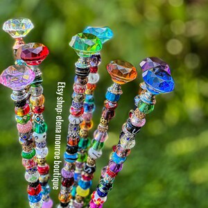 25inch, 14 Inch 7 Inch Long Fairy Garden Stakes, Glass Bead Garden ...