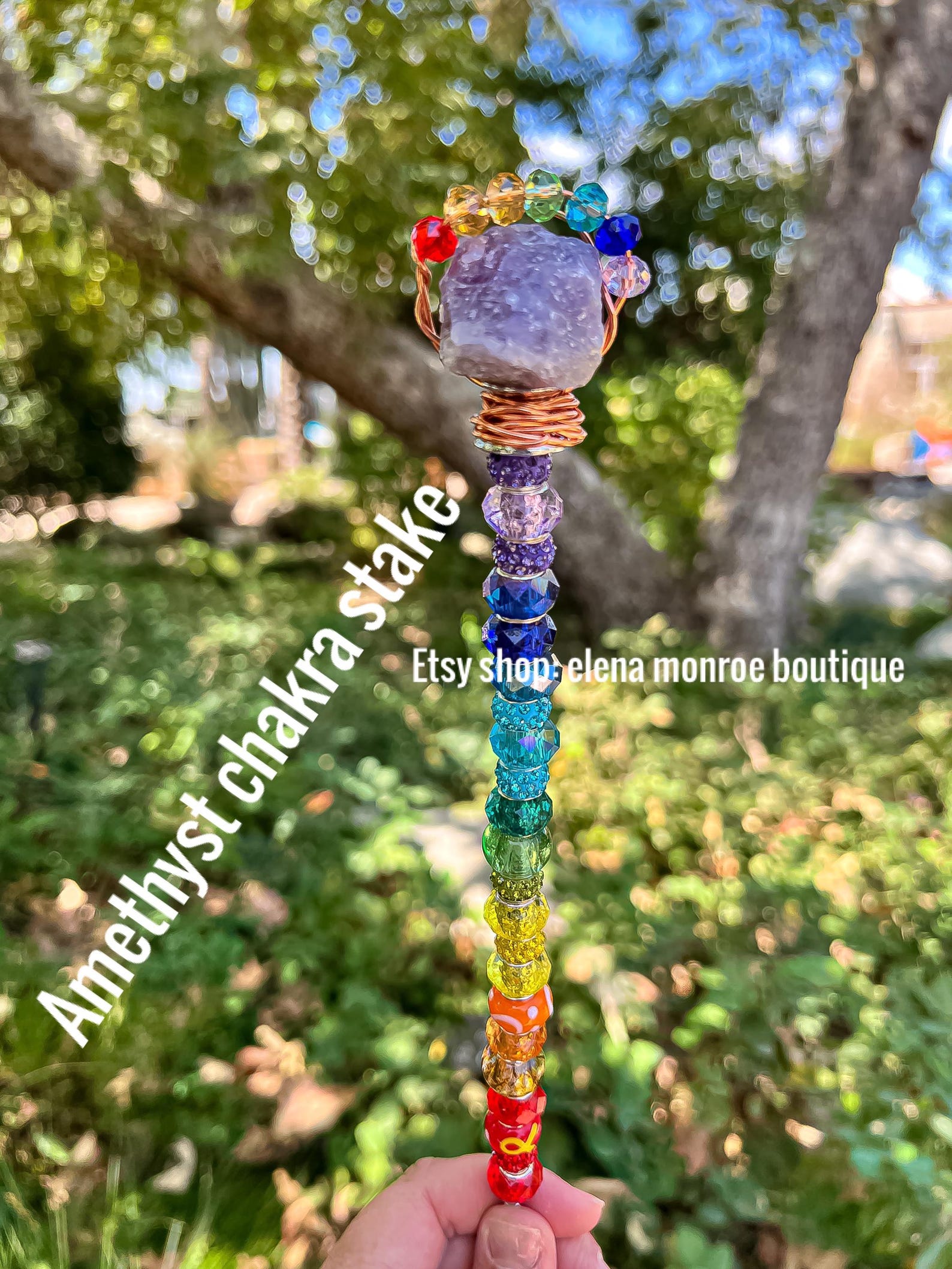 24 Inch, 15 Inch Peace and Balance Theme Glass Bead Garden Stake ...