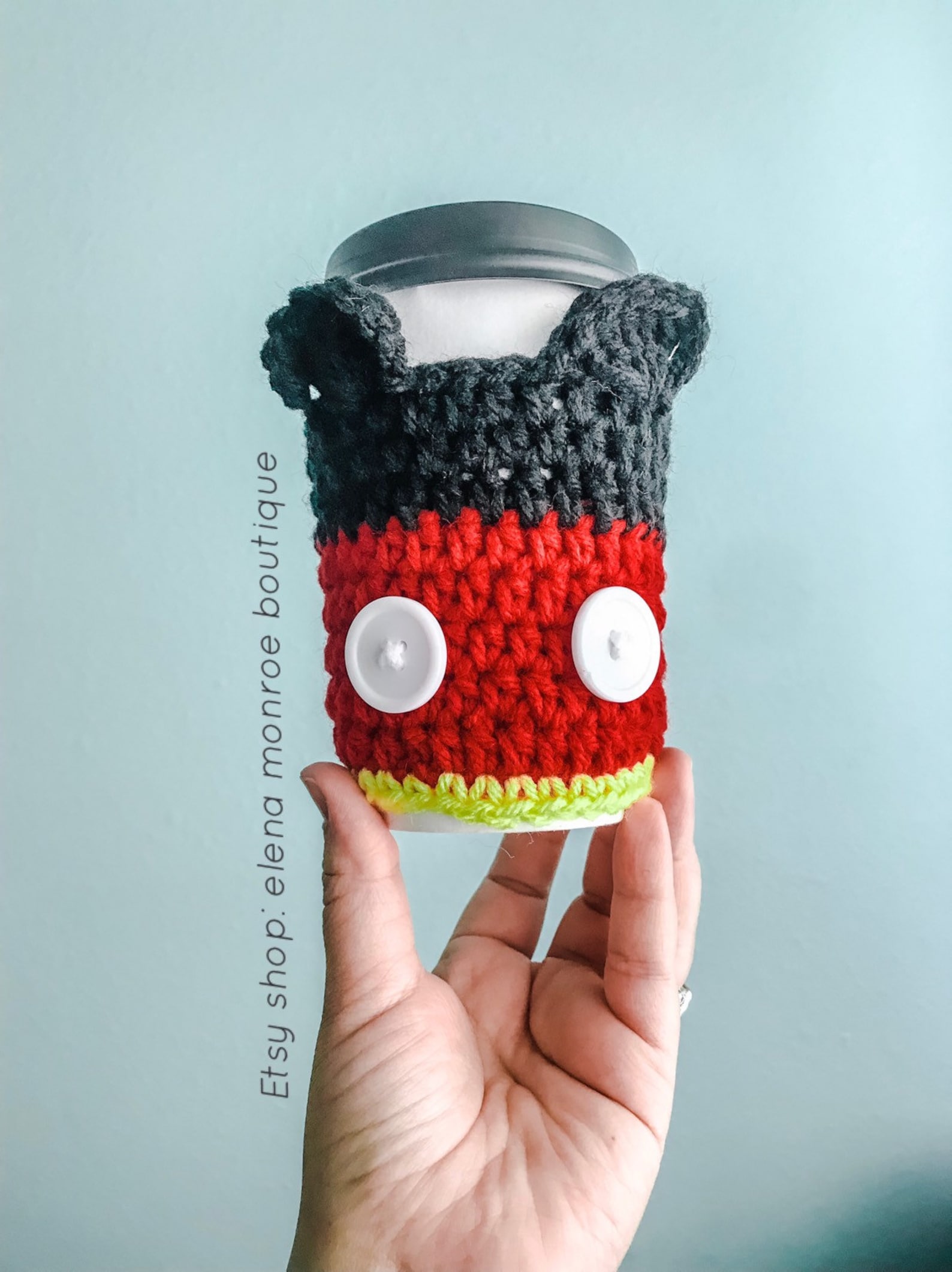 Crochet Mouse Cup Cozy Disney Inspired Cup Cozy Mickey Mouse | Etsy